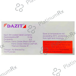 Dazit 5mg Tablet 15s – Save 59% on Substitute Medicine