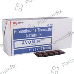 Avomine 25mg Tablet 10s – Uses, Price, Side Effects | PlatinumRx